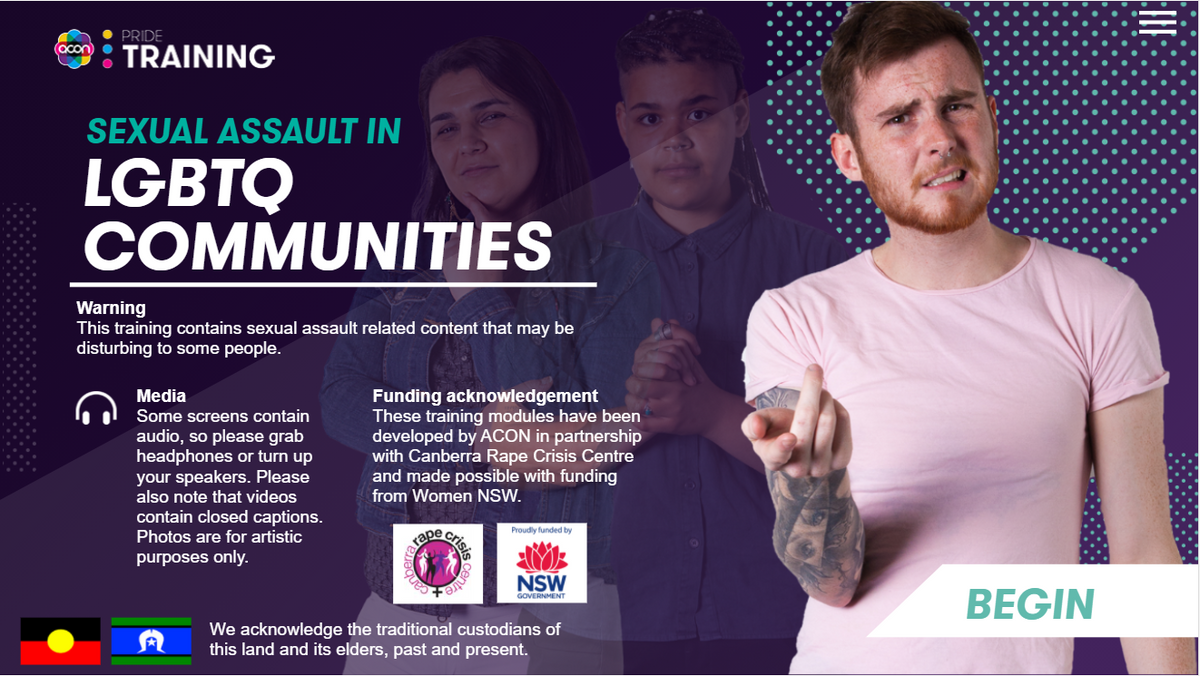 Sexual Assault in LGBTQ Communities eLearning – ACON Pride Training